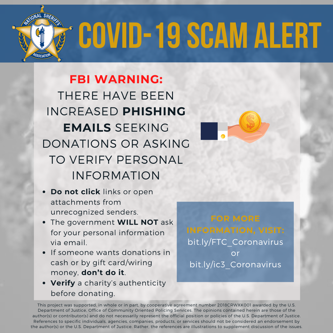 COVID-19 Scam & Fraud Alerts and Resources | NATIONAL SHERIFFS’ ASSOCIATION